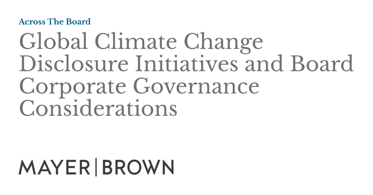 Global Climate Change Disclosure Initiatives and Board Corporate ...