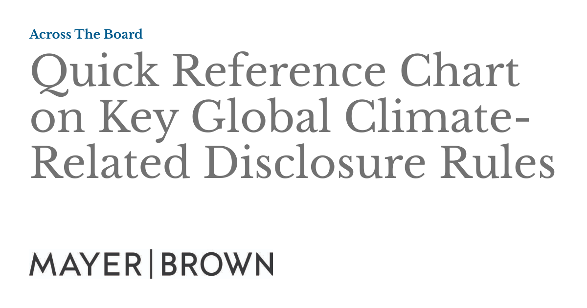 Quick Reference Chart on Key Global Climate-Related Disclosure Rules ...