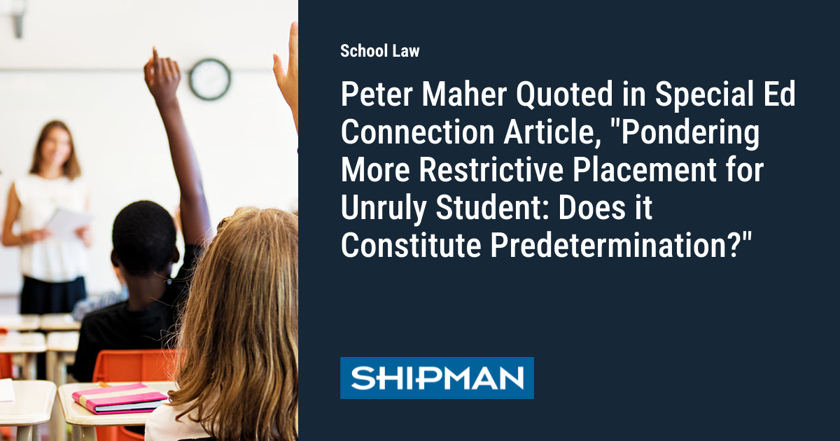Peter Maher Quoted in Special Ed Connection Article, "Pondering More ...