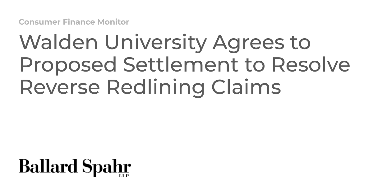 Walden University Agrees to Proposed Settlement to Resolve Reverse ...
