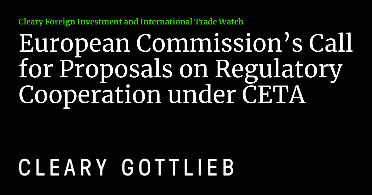 European Commission’s Call for Proposals on Regulatory Cooperation ...