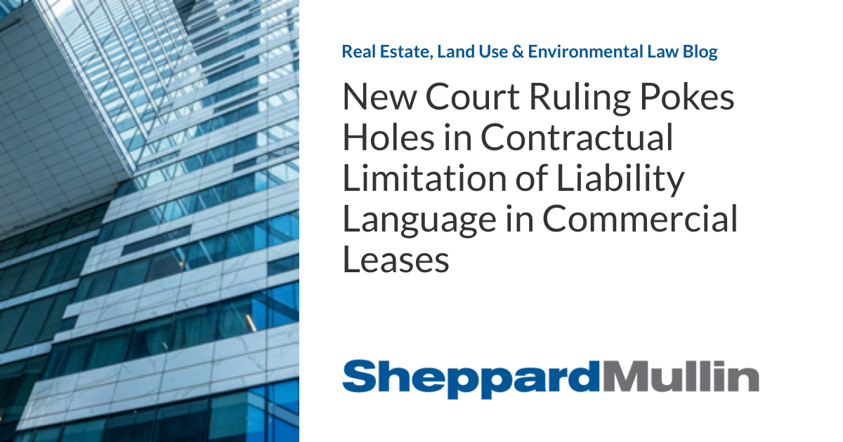 New Court Ruling Pokes Holes in Contractual Limitation of Liability Language in Commercial ...