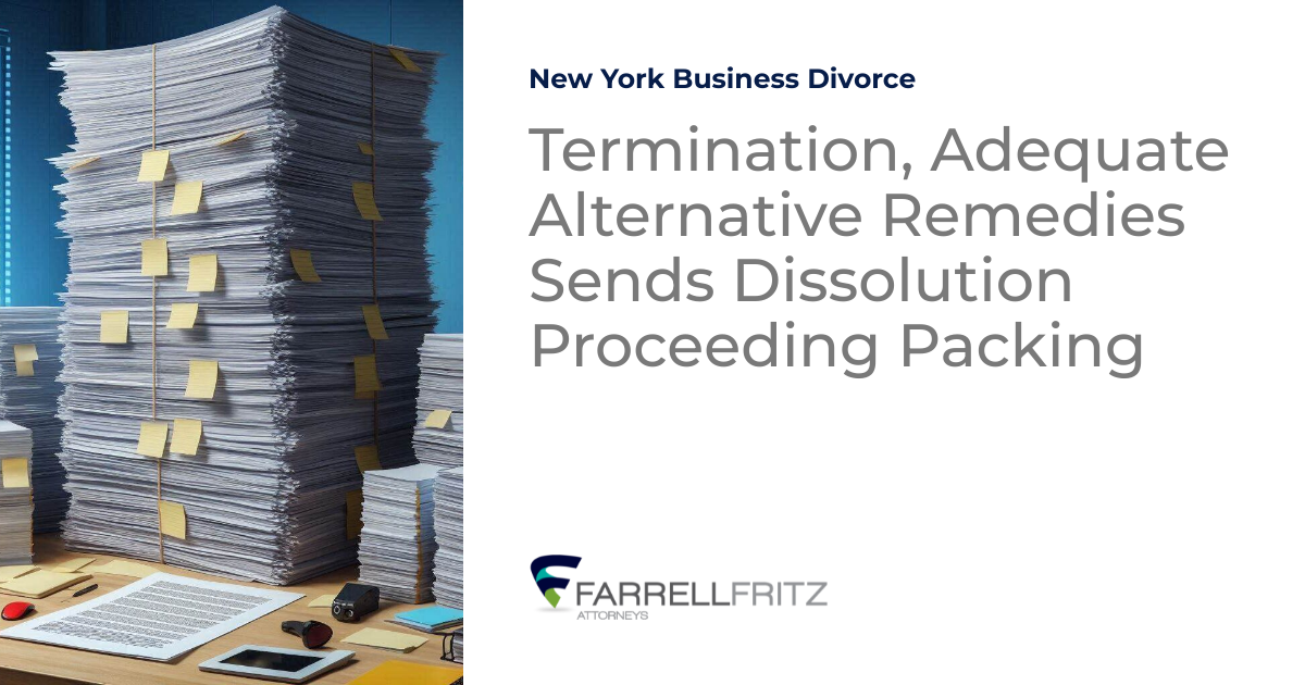 Termination, Adequate Alternative Remedies Sends Dissolution Proceeding ...