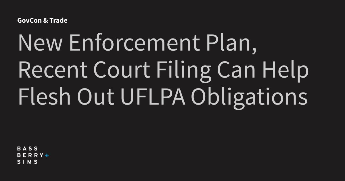 New Enforcement Plan, Recent Court Filing Can Help Flesh Out UFLPA ...