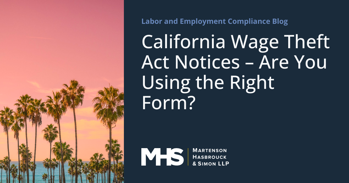 California Wage Theft Act Notices – Are You Using the Right Form ...