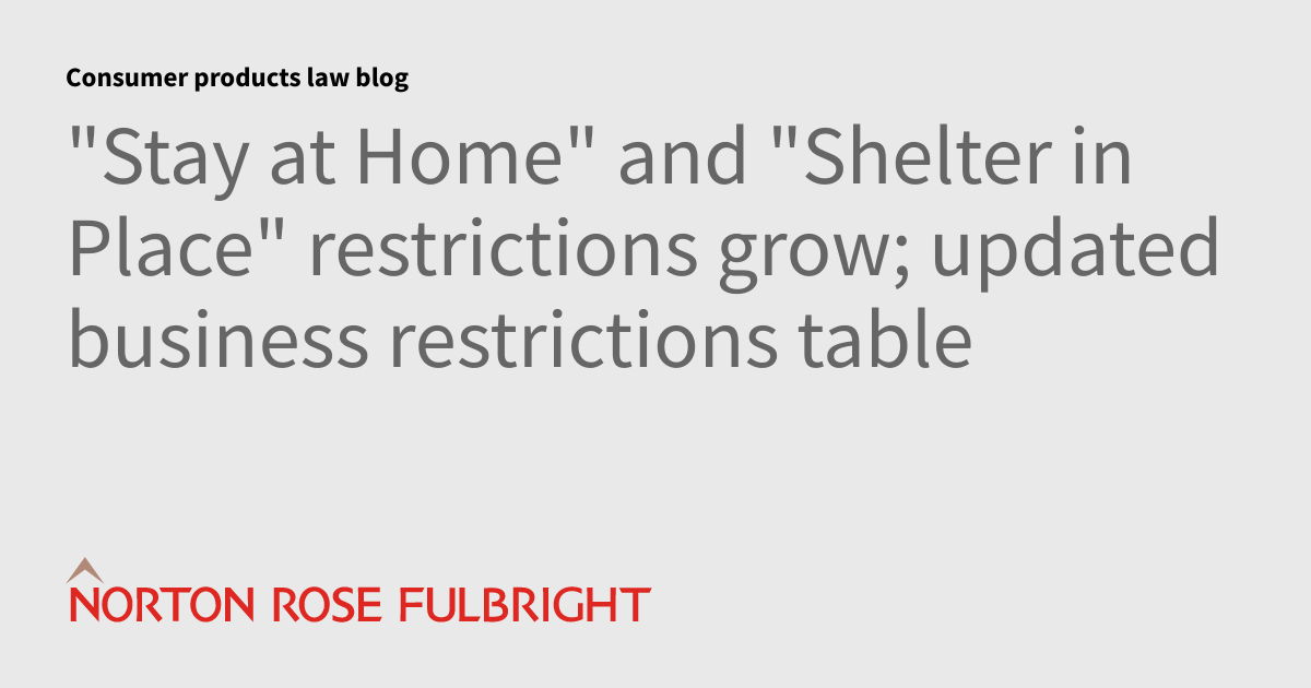 "Stay at Home" and "Shelter in Place" restrictions grow; updated ...
