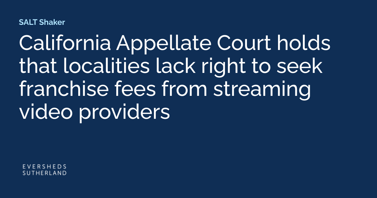 California Appellate Court holds that localities lack right to seek ...