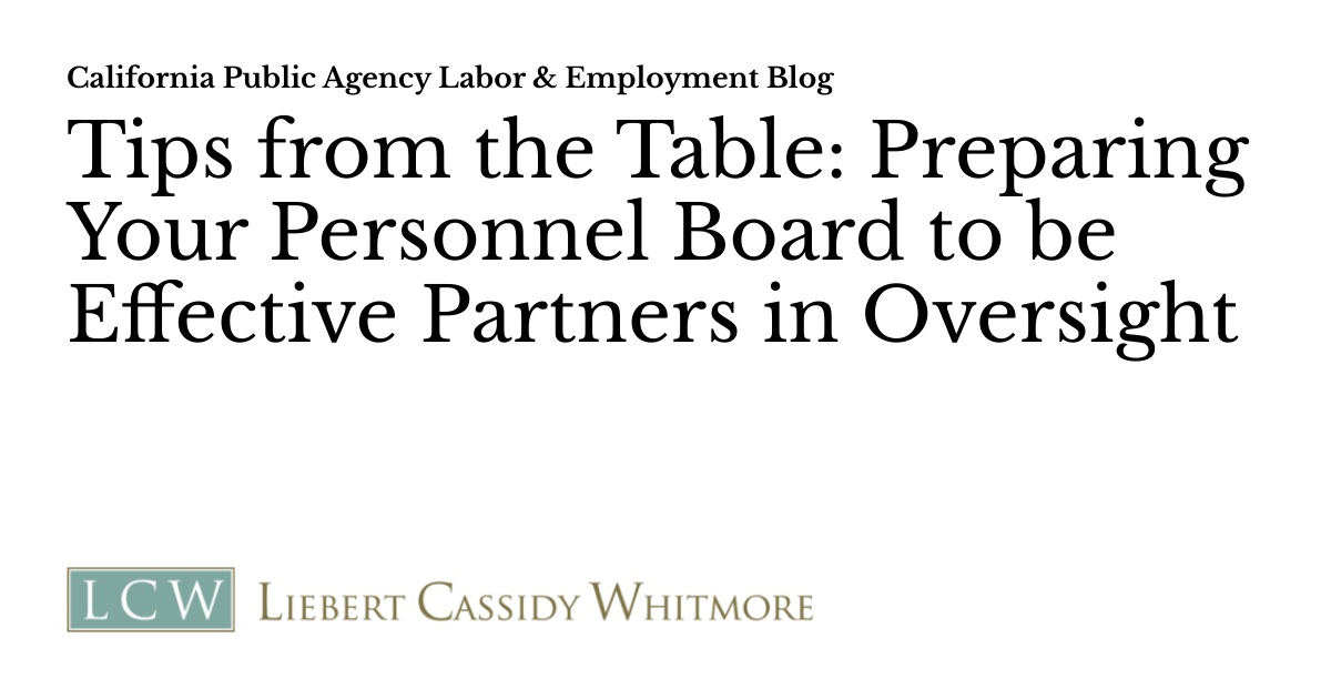 Tips from the Table: Preparing Your Personnel Board to be Effective ...