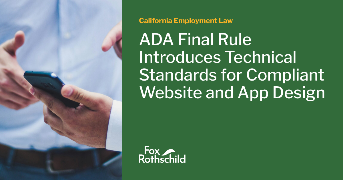 ADA Final Rule Introduces Technical Standards for Compliant Website and ...