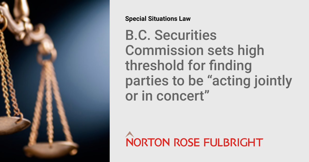 B.C. Securities Commission sets high threshold for finding parties to ...