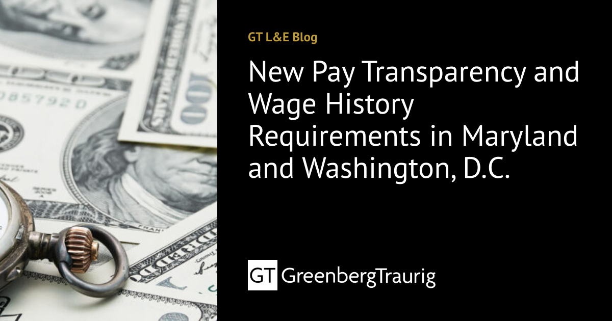 New Pay Transparency and Wage History Requirements in Maryland and ...