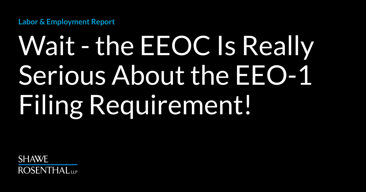 Wait - the EEOC Is Really Serious About the EEO-1 Filing Requirement ...