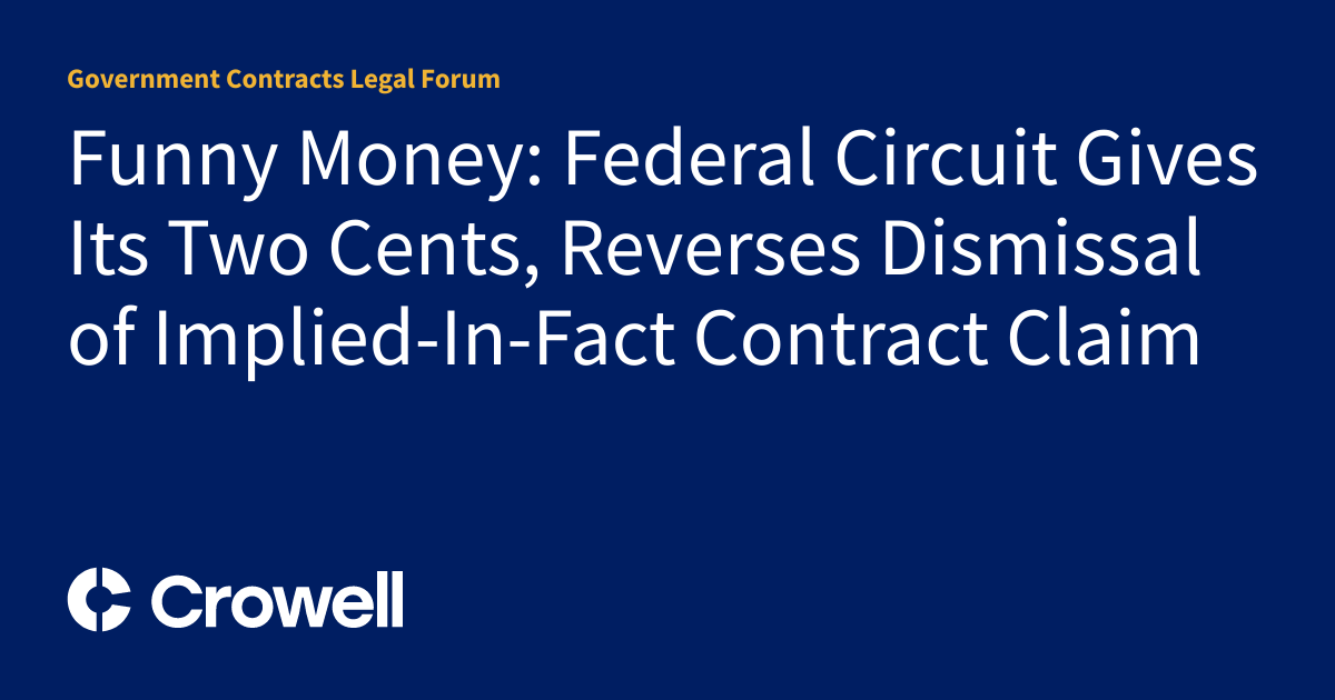 Funny Money: Federal Circuit Gives Its Two Cents, Reverses Dismissal of ...