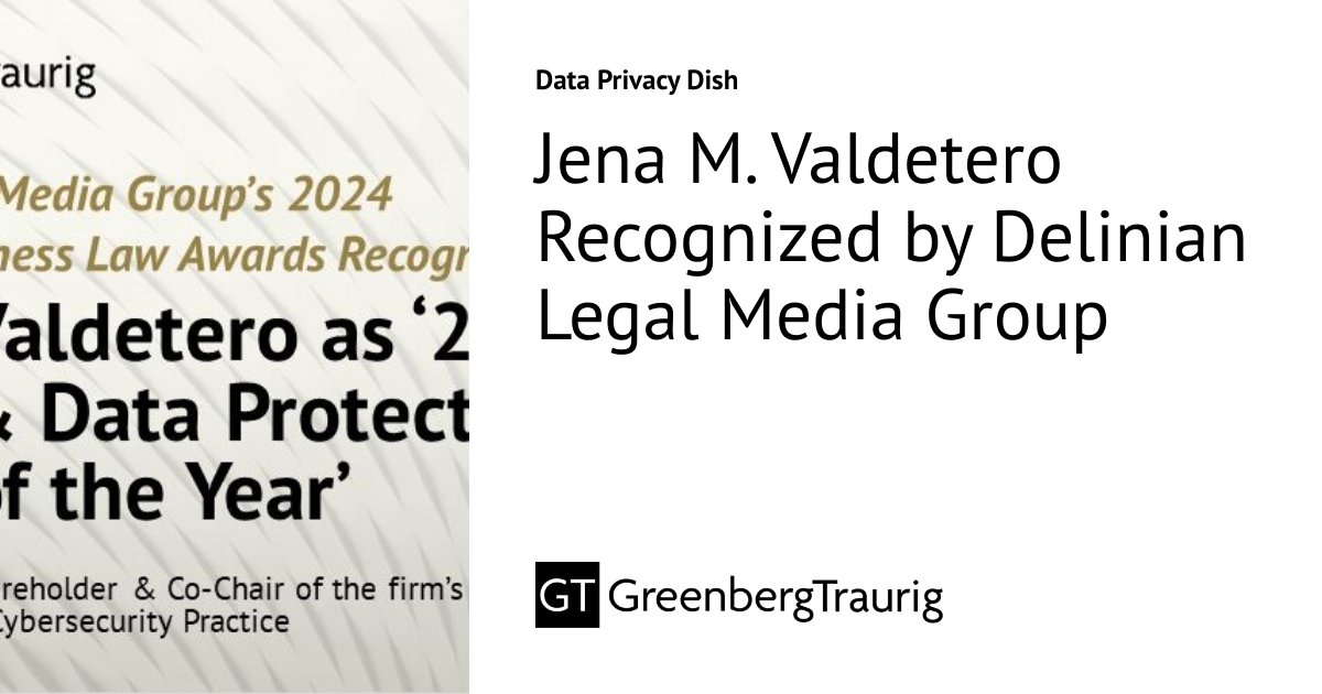 Jena M. Valdetero Recognized by Delinian Legal Media Group | Data ...
