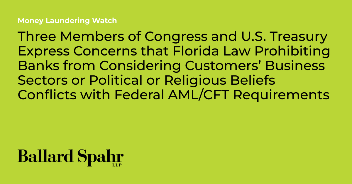 Three Members of Congress and U.S. Treasury Express Concerns that ...