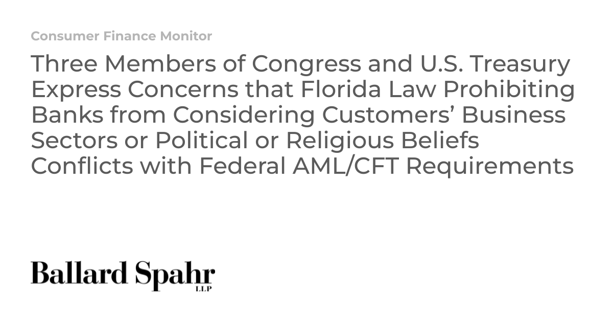 Three Members of Congress and U.S. Treasury Express Concerns that ...