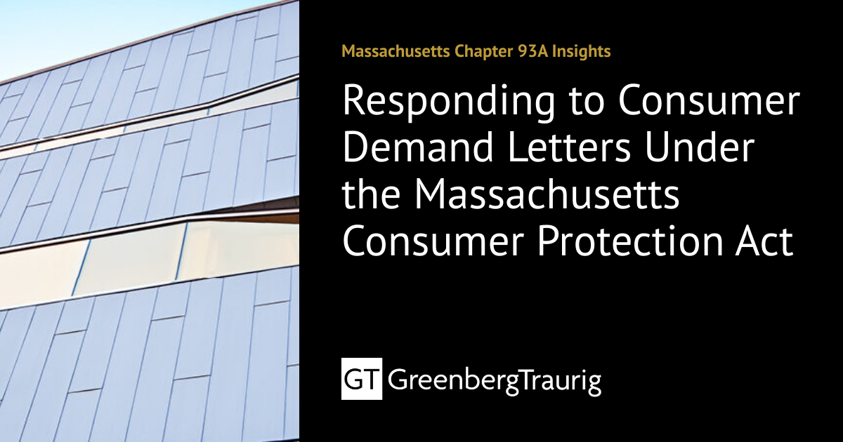Responding to Consumer Demand Letters Under the Massachusetts Consumer ...