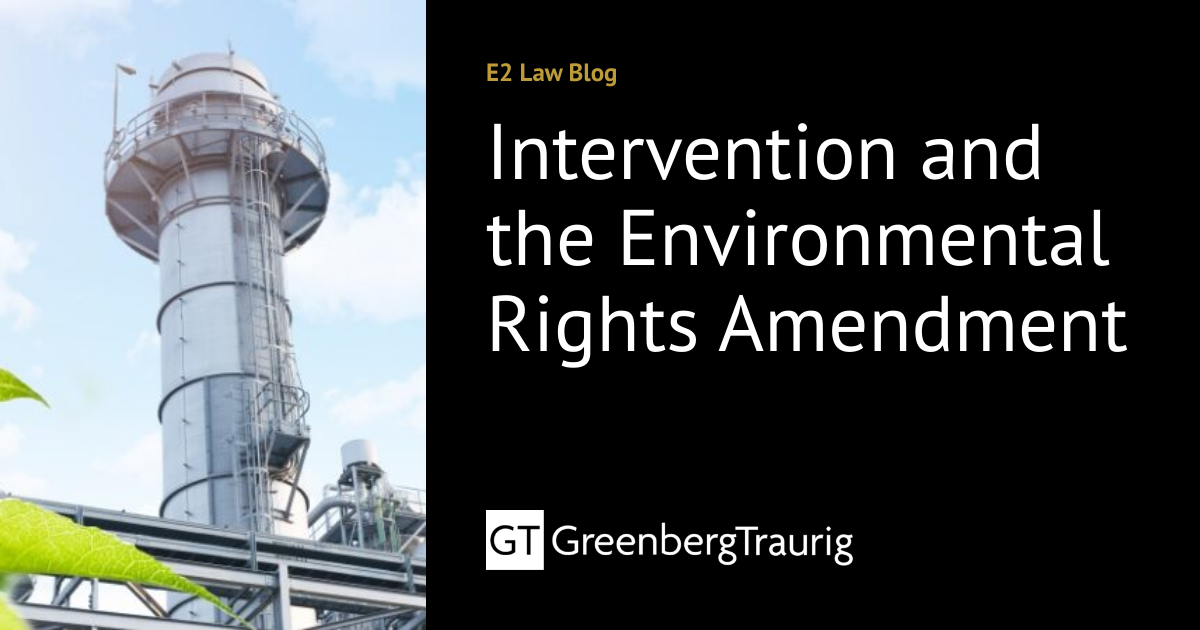 Intervention and the Environmental Rights Amendment | E2 Law Blog