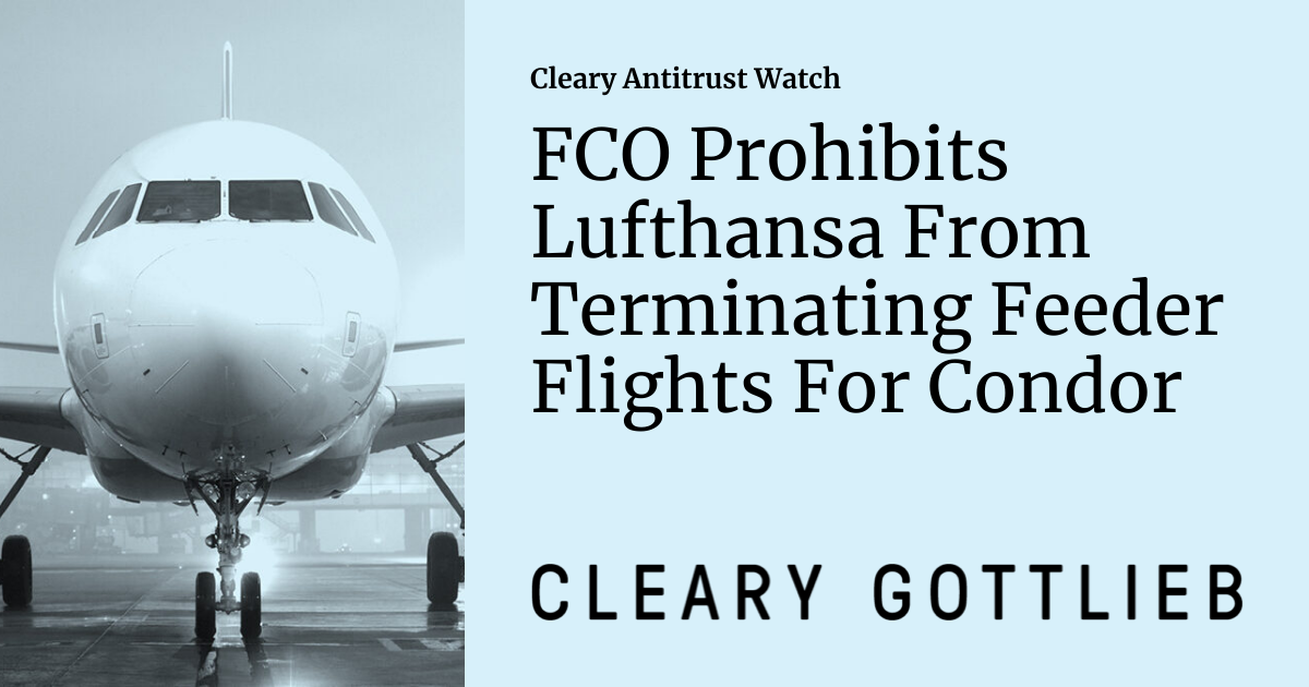 FCO Prohibits Lufthansa From Terminating Feeder Flights For Condor ...