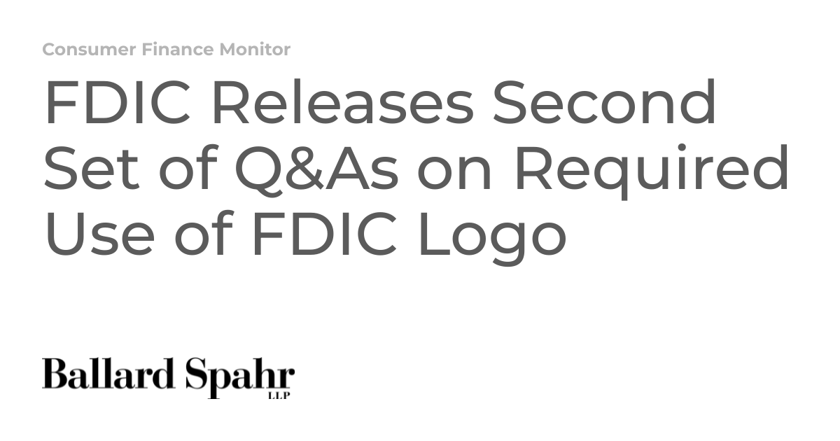 FDIC Releases Second Set of Q&As on Required Use of FDIC Logo ...