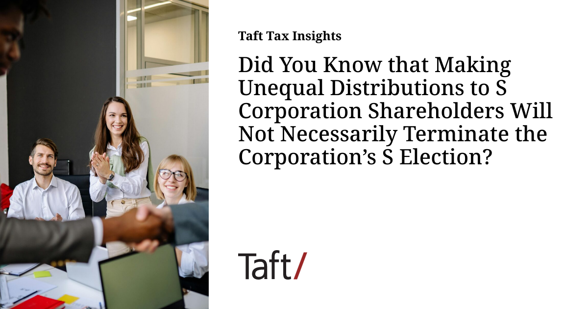 Did You Know that Making Unequal Distributions to S Corporation ...