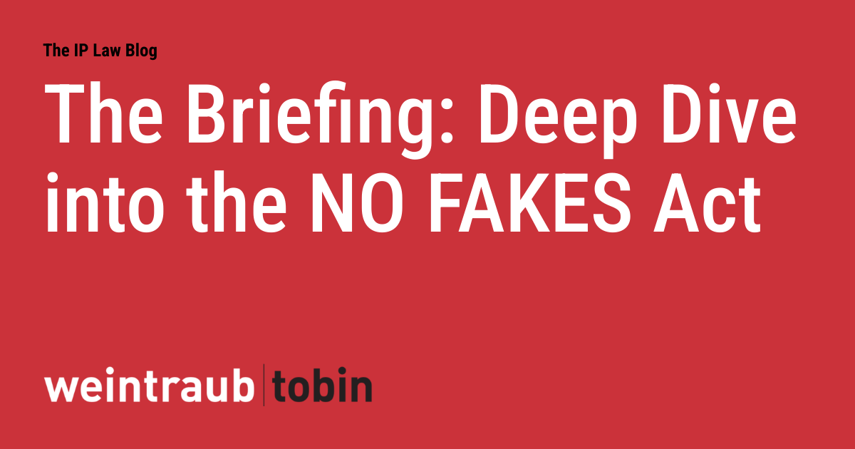 The Briefing: Deep Dive into the NO FAKES Act | The IP Law Blog