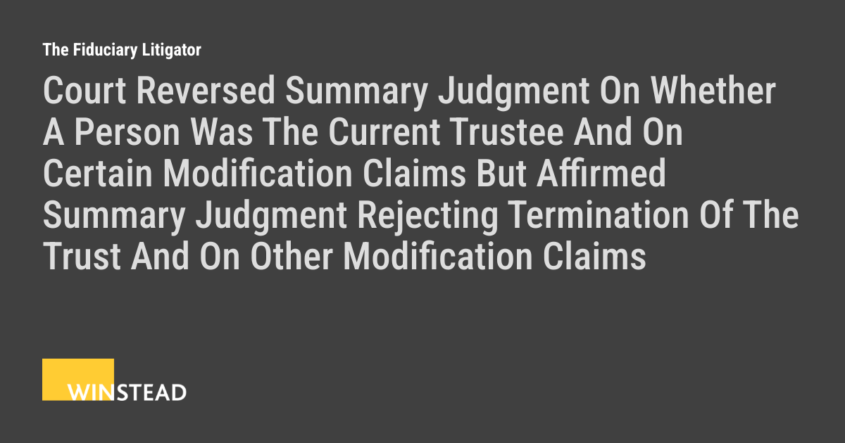 Court Reversed Summary Judgment On Whether A Person Was The Current ...