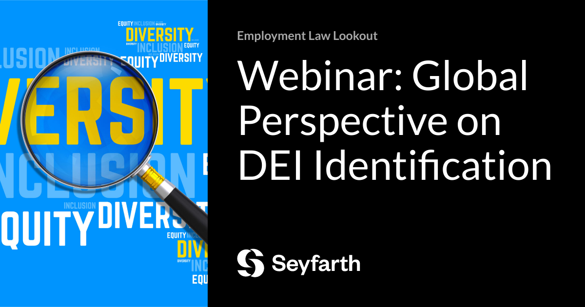 Webinar: Global Perspective on DEI Identification | Employment Law Lookout