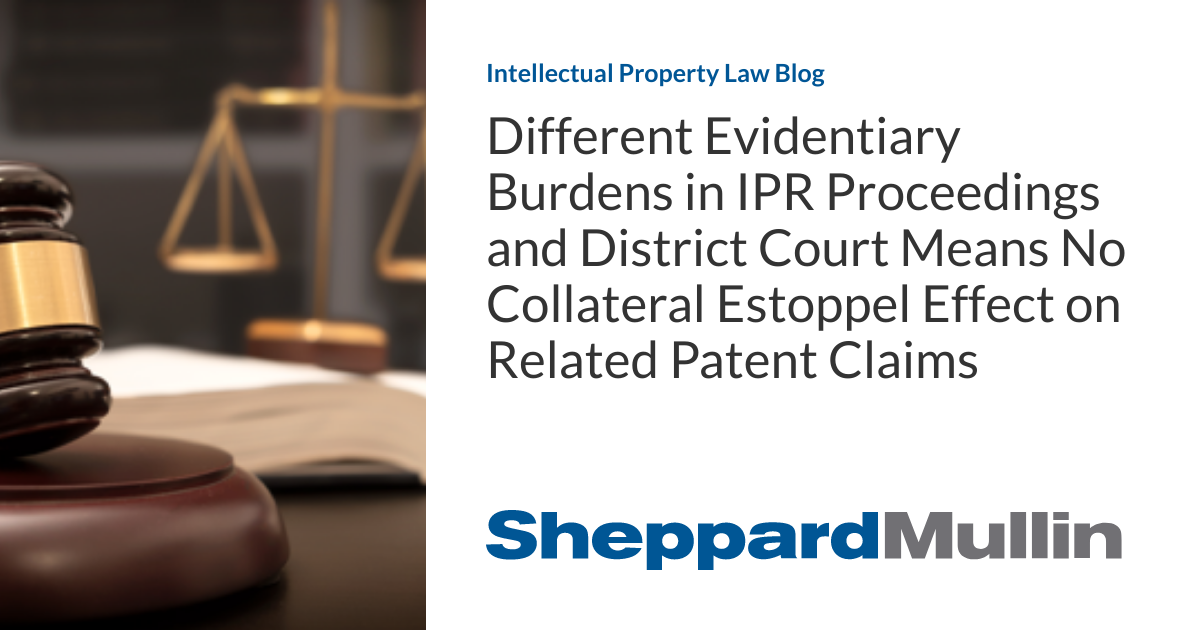 Different Evidentiary Burdens in IPR Proceedings and District Court ...
