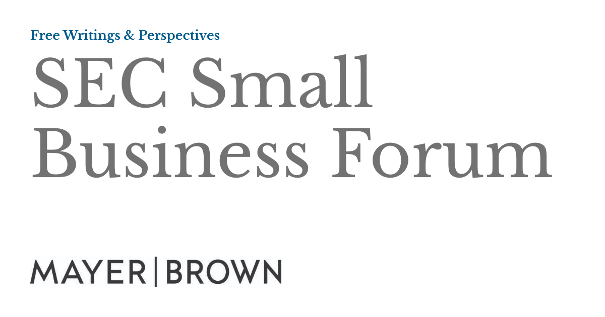 SEC Small Business Forum | Free Writings & Perspectives