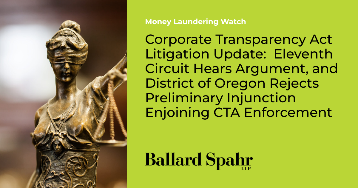 Corporate Transparency Act Litigation Update: Eleventh Circuit Hears ...