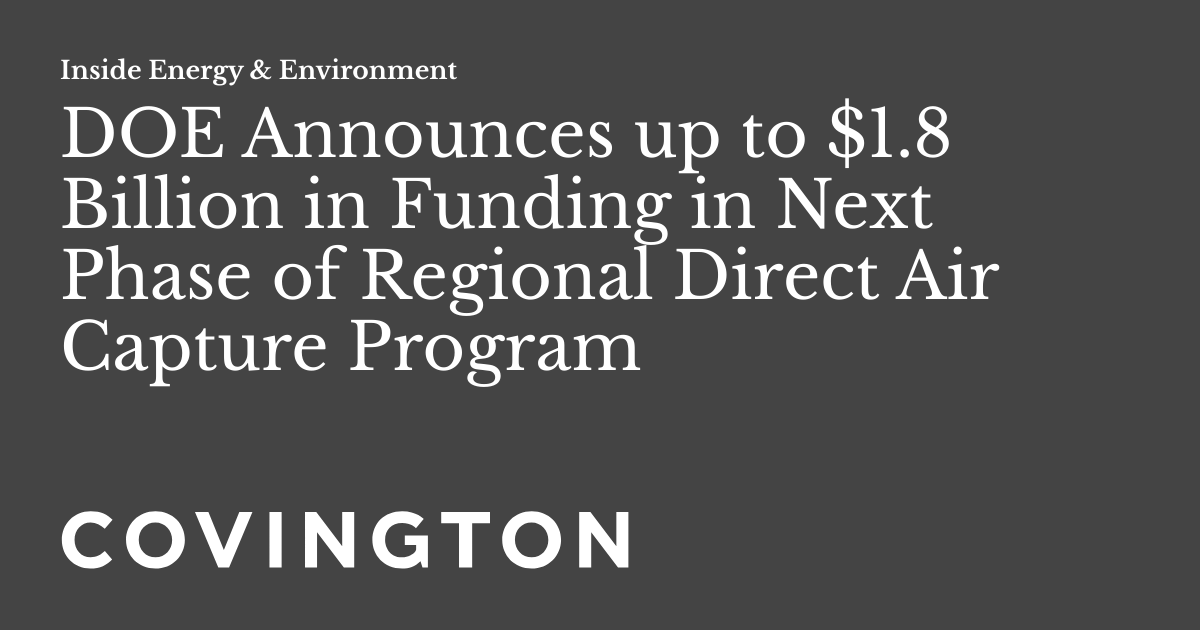 DOE Announces up to $1.8 Billion in Funding in Next Phase of Regional ...