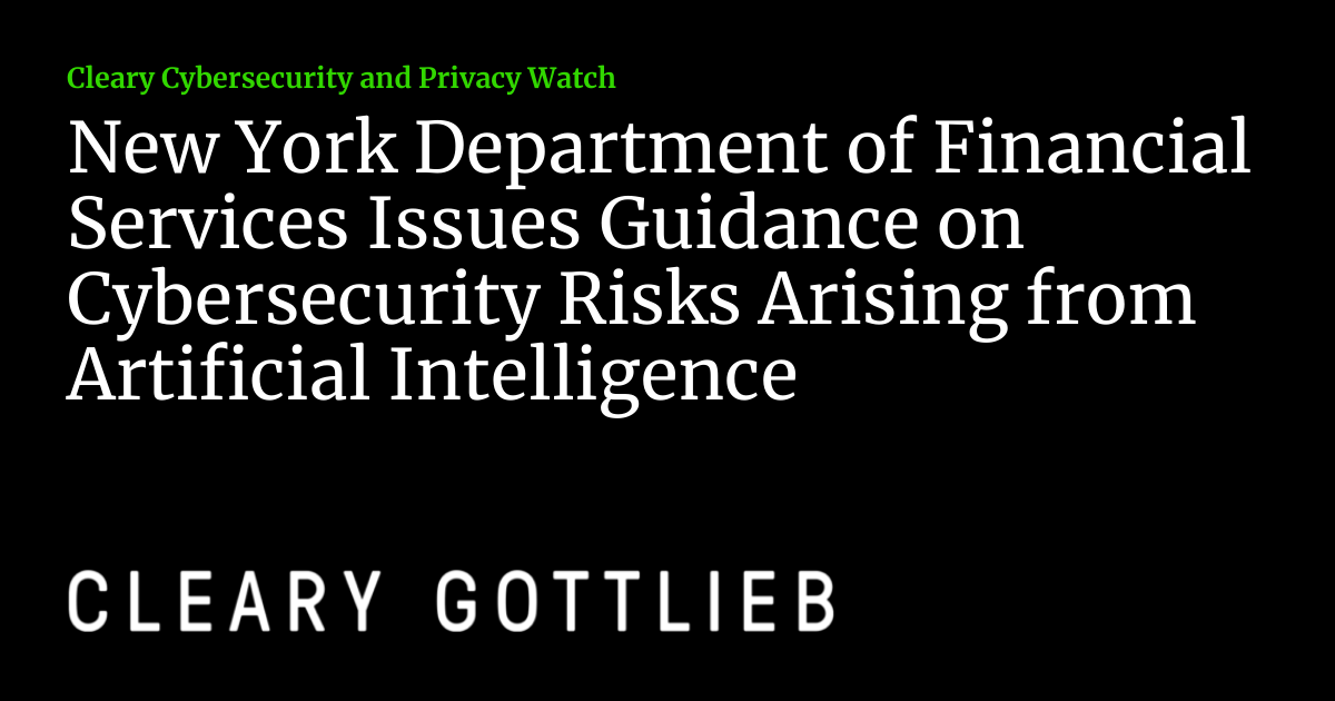 New York Department of Financial Services Issues Guidance on ...