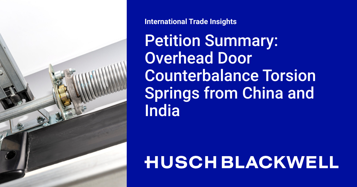 Petition Summary: Overhead Door Counterbalance Torsion Springs from ...