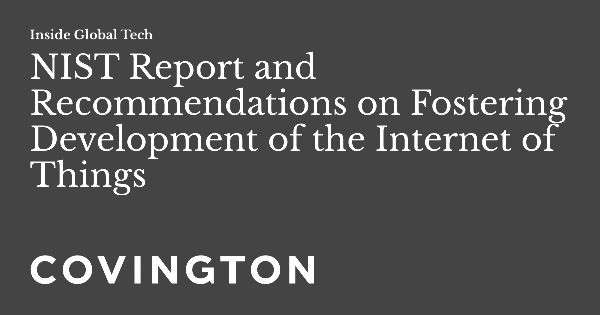 NIST Report and Recommendations on Fostering Development of the ...