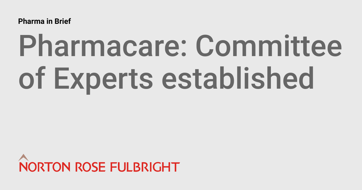 Pharmacare: Committee of Experts established | Pharma in Brief