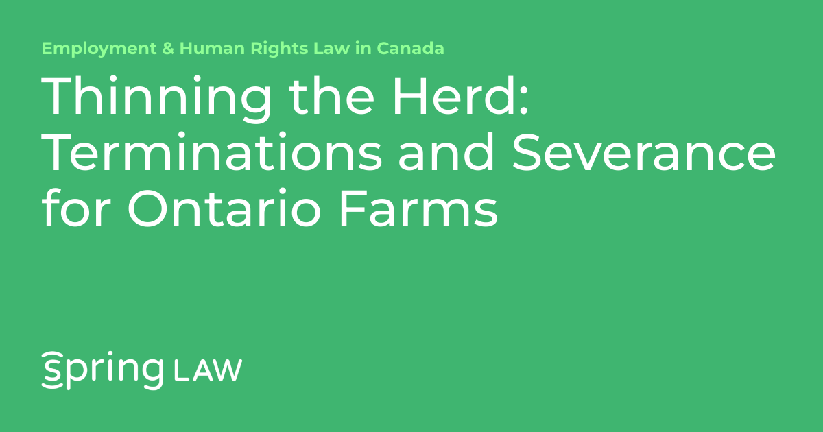 Thinning the Herd: Terminations and Severance for Ontario Farms ...