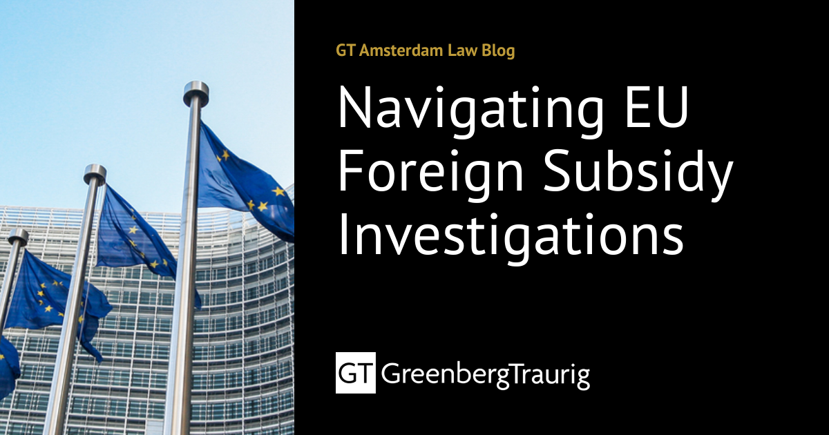 Navigating EU Foreign Subsidy Investigations | GT Amsterdam Law Blog