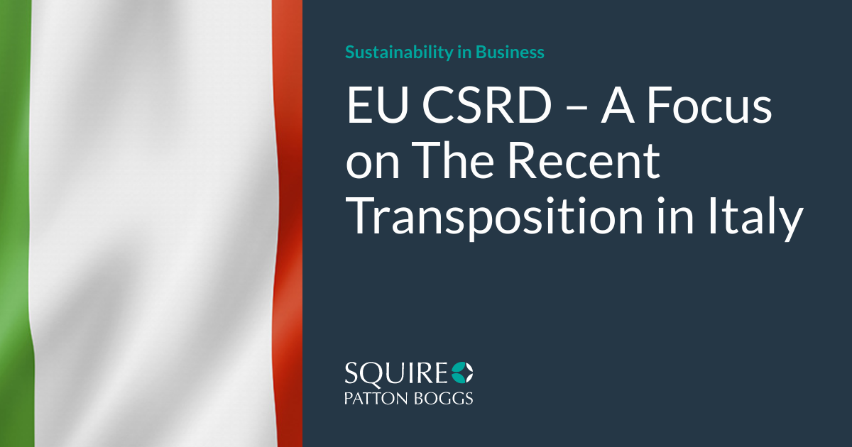 EU CSRD – A Focus on The Recent Transposition in Italy | Sustainability ...