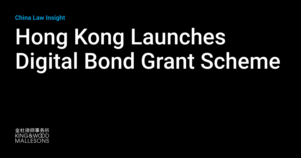 Hong Kong Launches Digital Bond Grant Scheme | China Law Insight