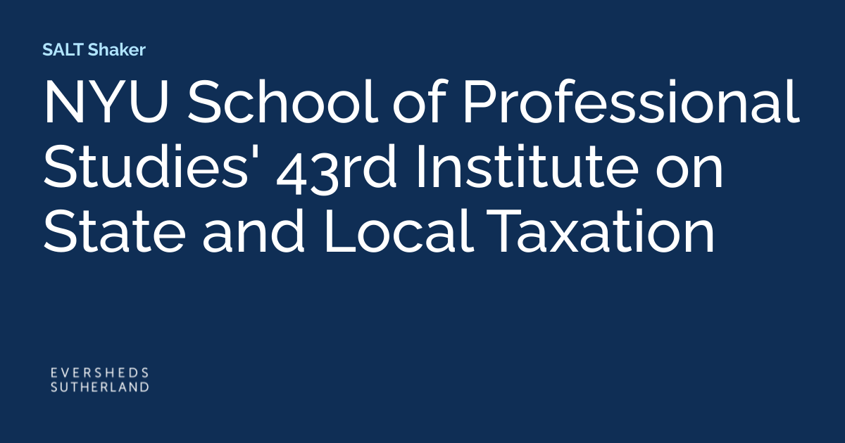 NYU School of Professional Studies' 43rd Institute on State and Local ...
