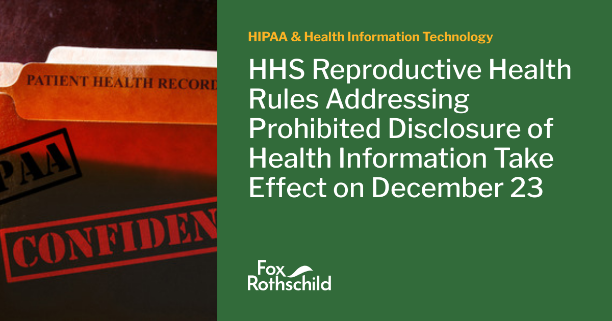 HHS Reproductive Health Rules Addressing Prohibited Disclosure of ...