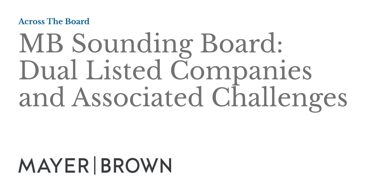 MB Sounding Board: Dual Listed Companies and Associated Challenges ...