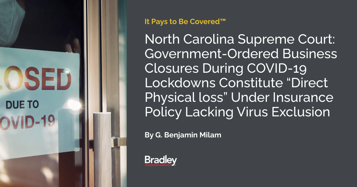 North Carolina Supreme Court: Government-Ordered Business Closures ...