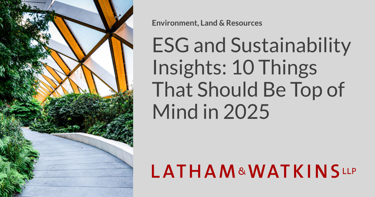 ESG and Sustainability Insights: 10 Things That Should Be Top of Mind in 2025 | Environment ...