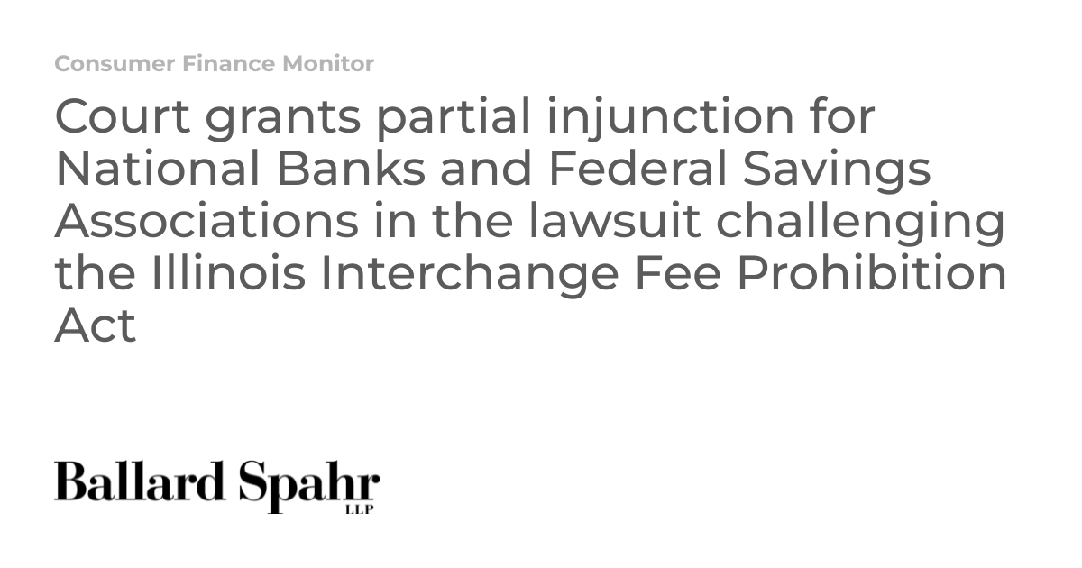 Court grants partial injunction for National Banks and Federal Savings ...