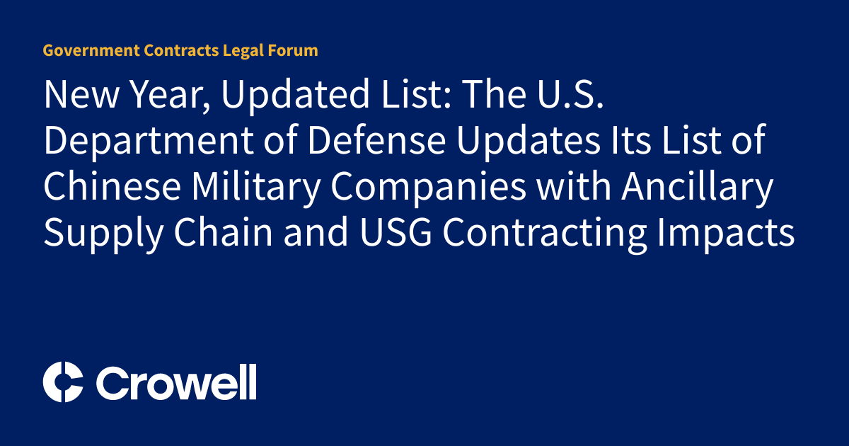 New Year, Updated List: The U.S. Department of Defense Updates Its List ...