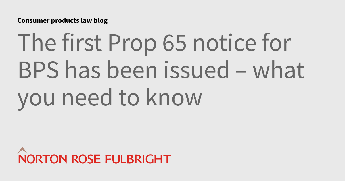 The first Prop 65 notice for BPS has been issued – what you need to ...
