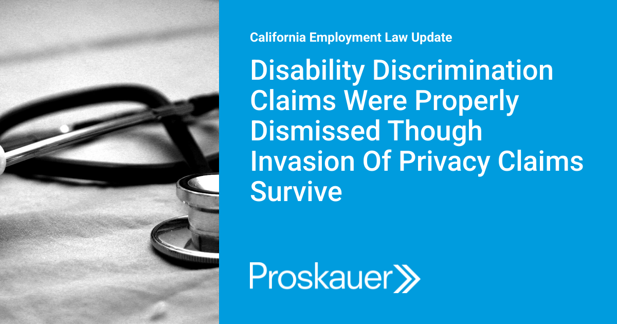 Disability Discrimination Claims Were Properly Dismissed Though ...
