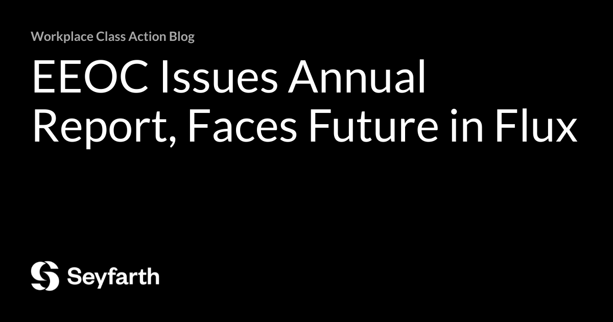EEOC Issues Annual Report, Faces Future in Flux | Workplace Class ...